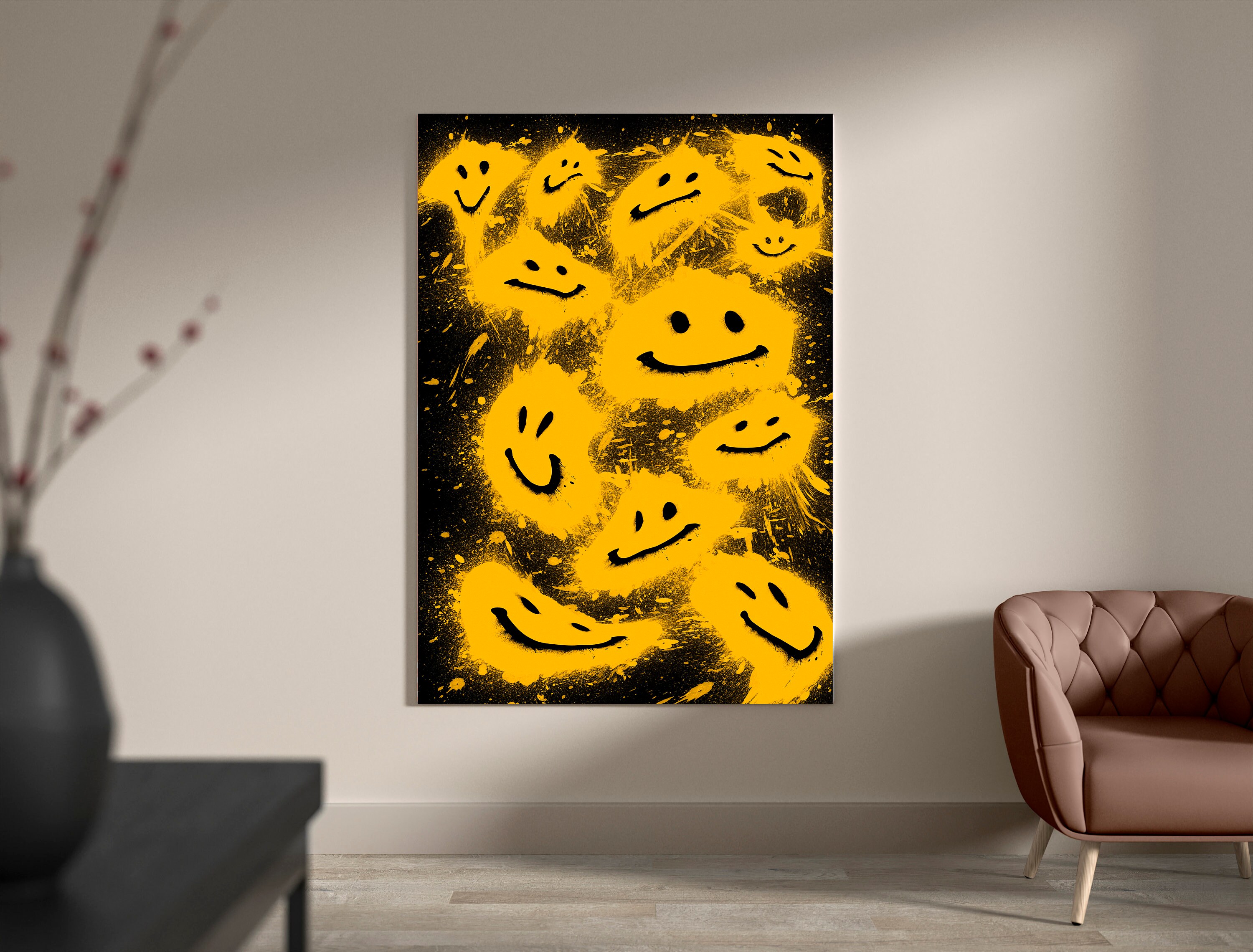 Emoji Canvas Emoji Wall Art Smile Wall Art Smile Canvas Smile Home ...