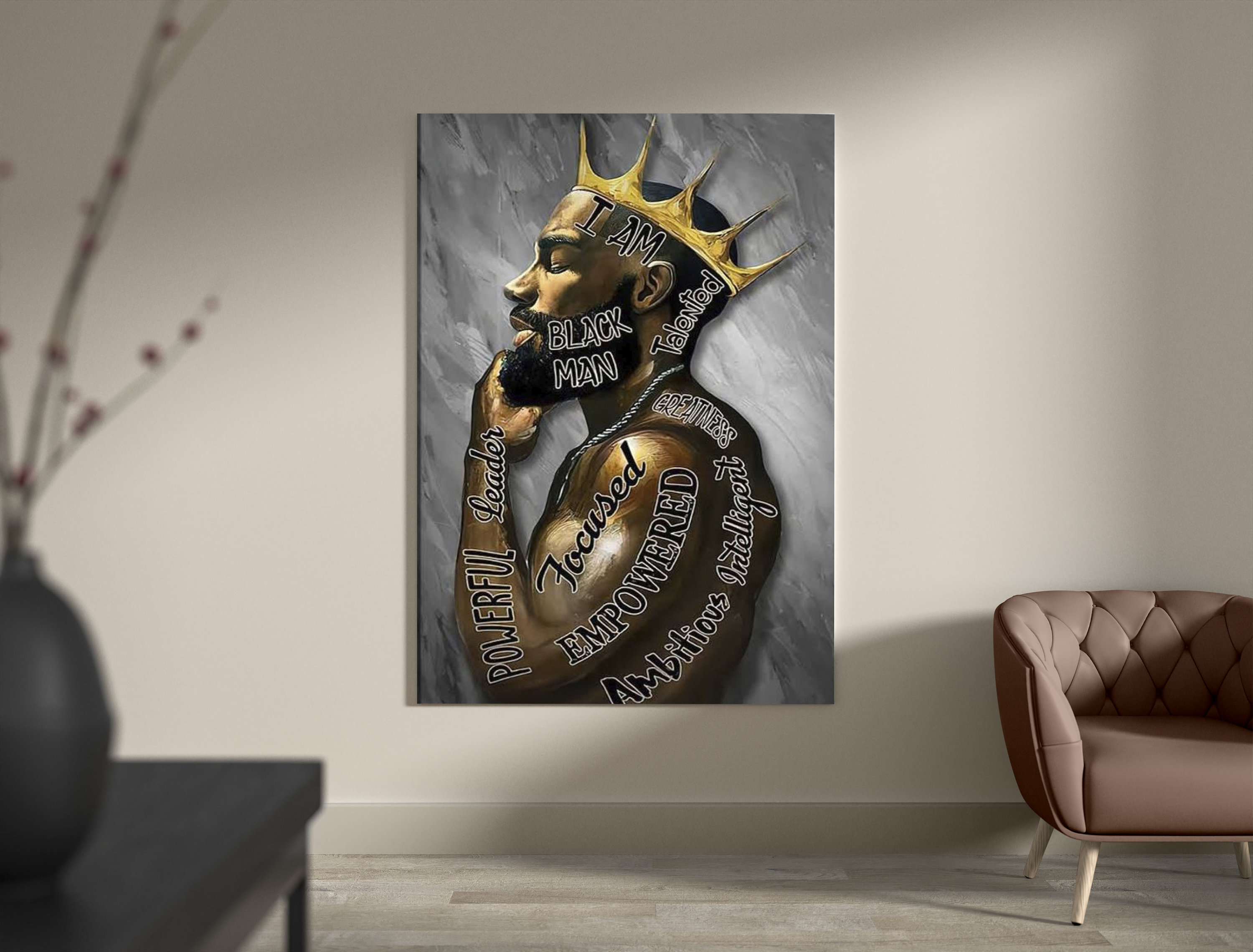 Black Man Wall Art, African American Man Poster, Black Men I Am Empowered King Painting Poster ...