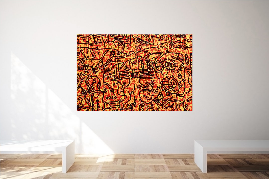 Keith Haring Canvas_poster Art Reproduction, Abstract Canvas Wall Art ...