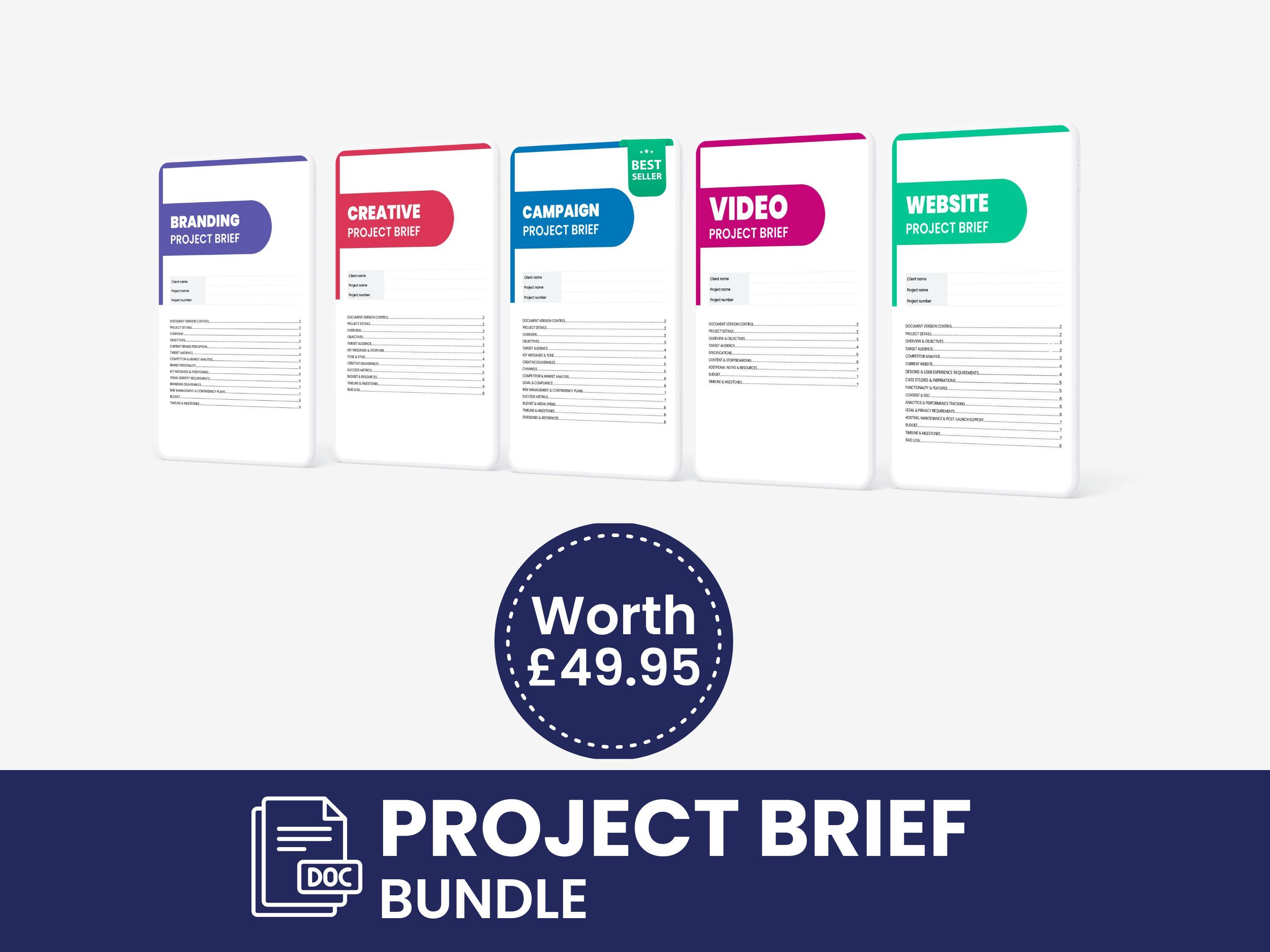 Project Brief Template Bundle: Branding, Creative, Video, Website ...