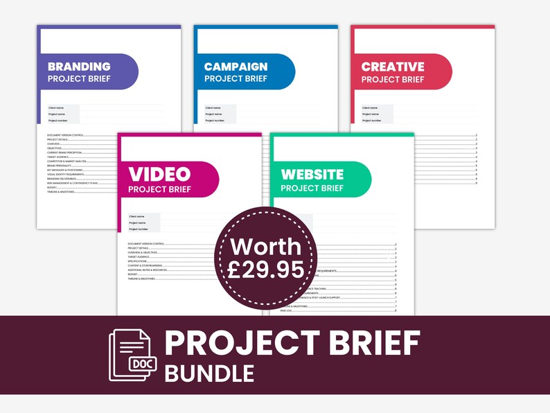 Project Brief Template Bundle - Branding, Campaign, Creative, Video ...