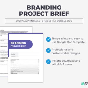 Branding Project Brief Template Google Docs | A4 | Editable Creative ...