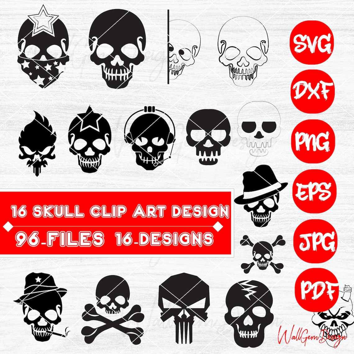 Skull SVG Bundle, Skull Clipart, Skull Png, Skull Silhouette, Skull ...