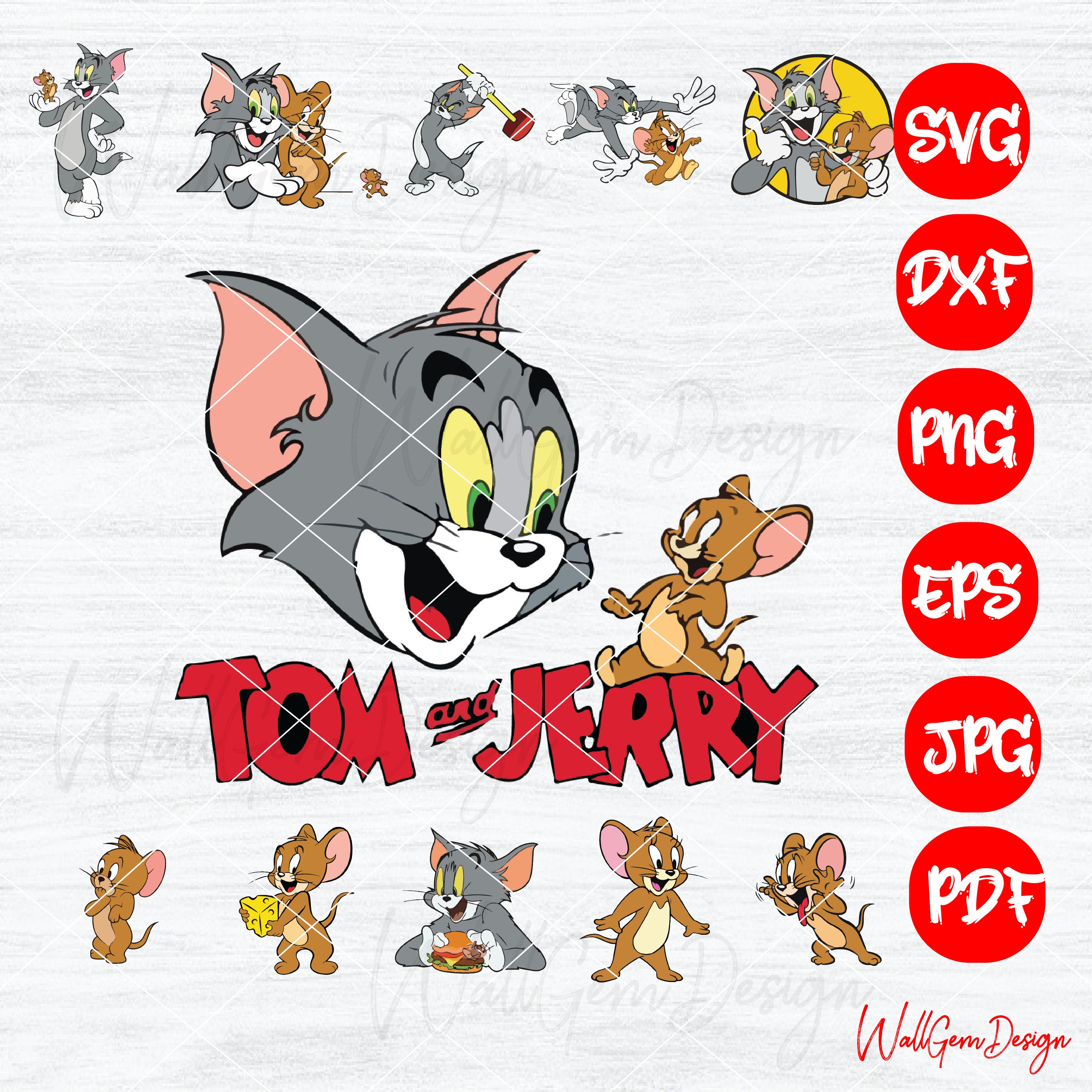 Tom & Jerry Cartoon SVG Bundle: T-shirt Designs (digital Download) - Etsy