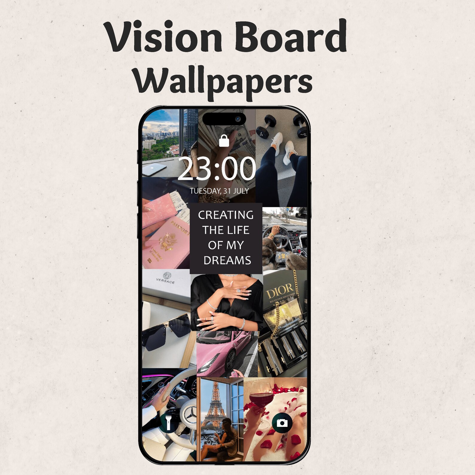 Vision Board Phone Walpaper, Digital Vision Board, Manifesting Baord ...