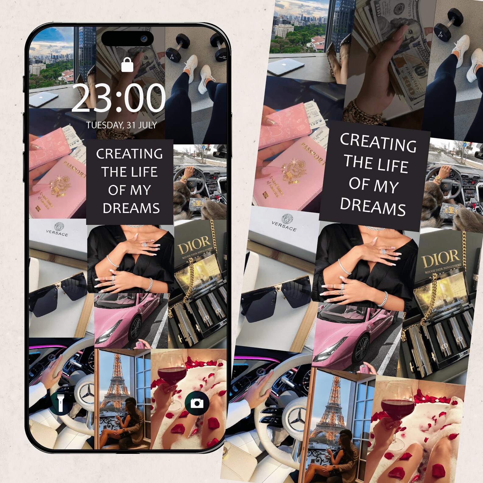 Vision Board Phone Walpaper, Digital Vision Board, Manifesting Baord ...