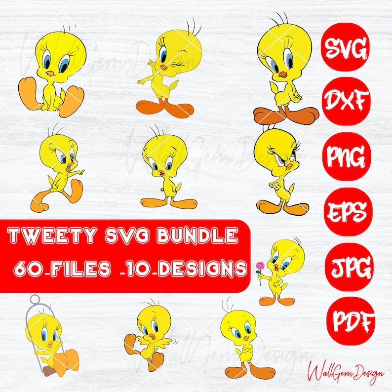 Tweety Bird SVG Bundle: Cartoon Clipart (60 Files) - Etsy