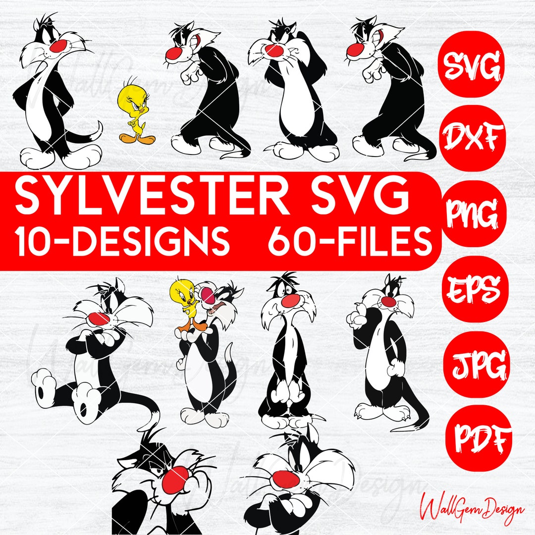 Sylvester Cat SVG Bundle: Funny Cartoon Designs (60 Files) - Etsy