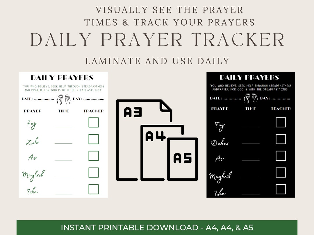 Islamic Daily Prayer Tracker - Printable PDF Track Your Salah and ...