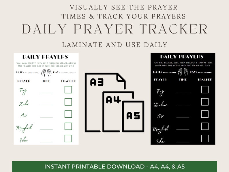 Islamic Daily Prayer Tracker - Printable PDF Track Your Salah and ...
