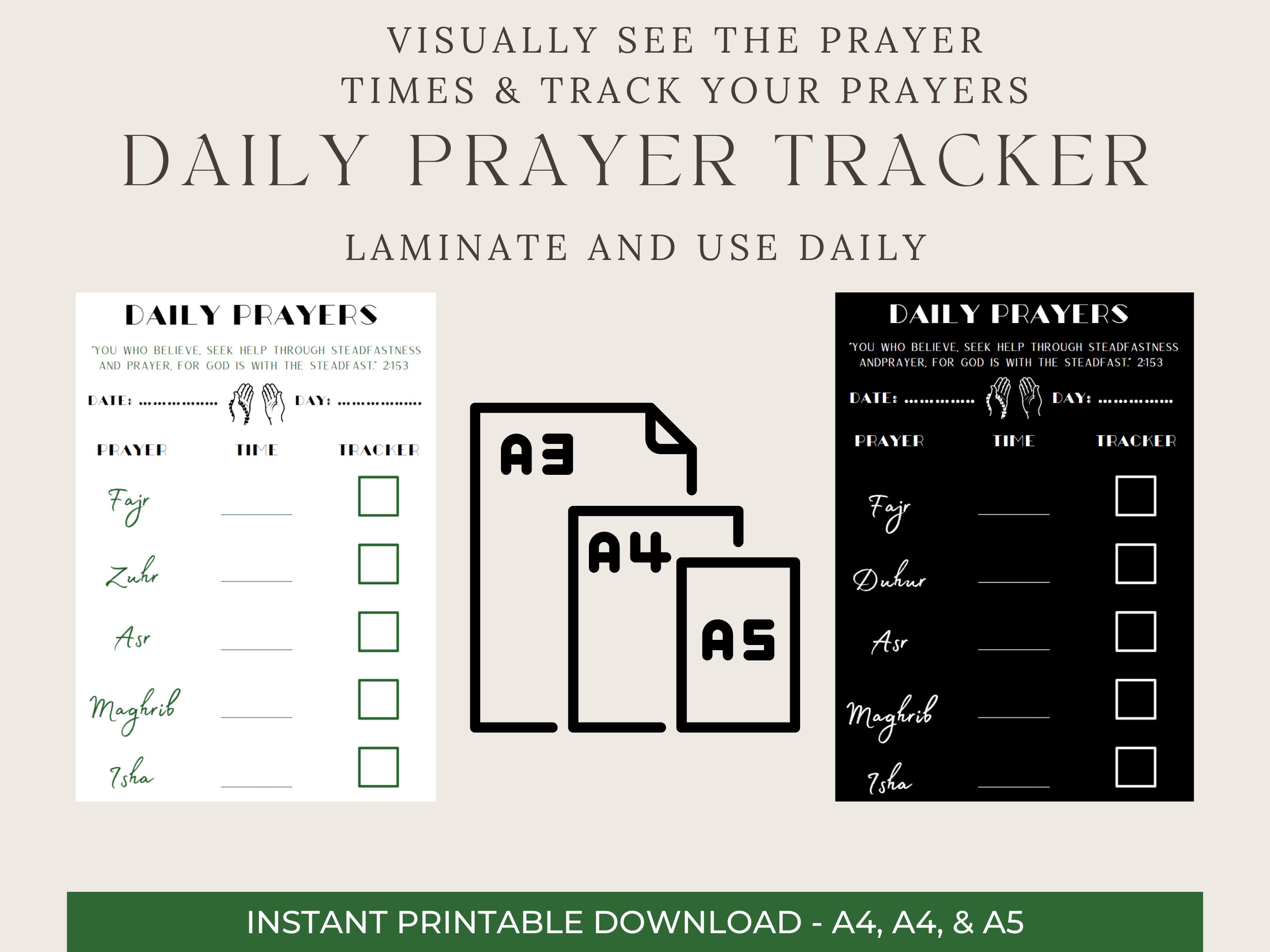 Islamic Daily Prayer Tracker - Printable PDF Track Your Salah and ...