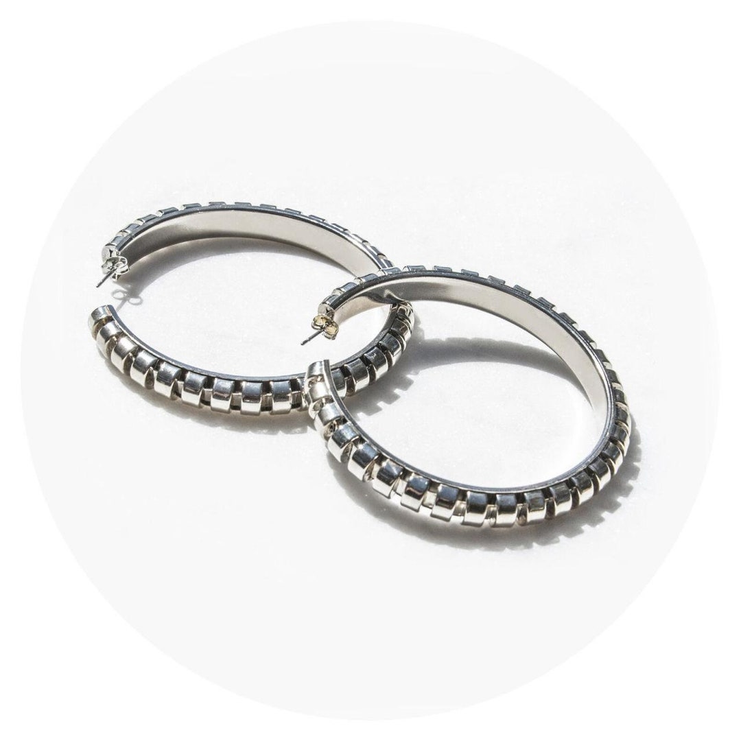 Large Silver Hoop Earrings Minimalist Jewelry Statement Earrings 3 Inch ...