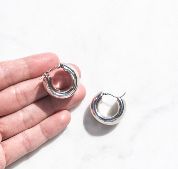 925 Silver Donut Hoop Earrings Sterling Silver Puffy … - Gem