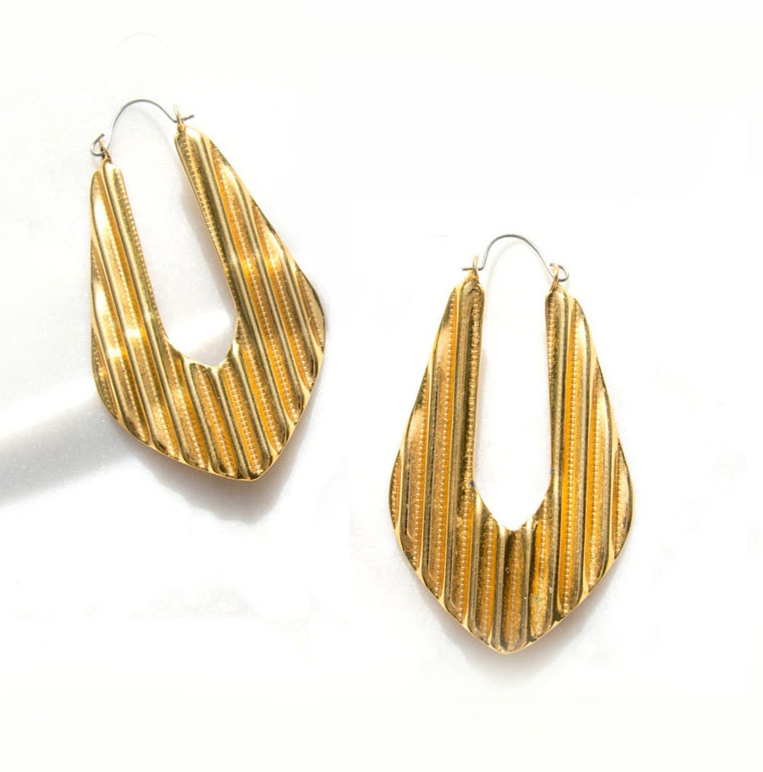 Southwestern Hoop Earrings Gold Vintage Jewelry Minimalist Style ...