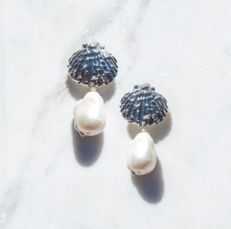 Baroque Pearl Gold Shell Earrings Beach Jewelry Mermaidcore Aesthetic ...