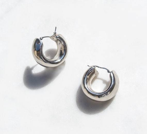 925 Silver Donut Hoop Earrings Sterling Silver Puffy … - Gem