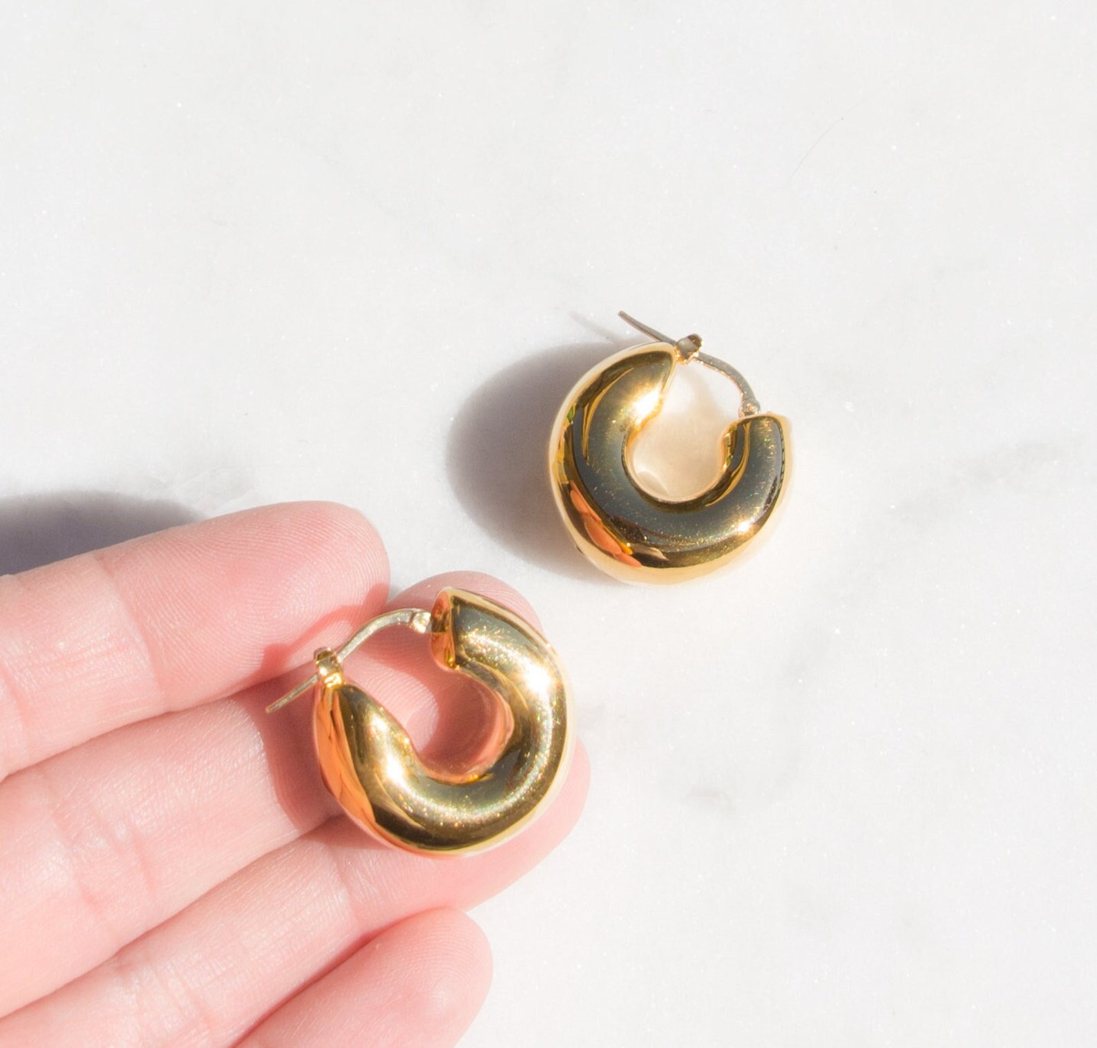 925 Silver Donut Hoop Earrings Sterling Silver Puffy Hoops Minimalist ...