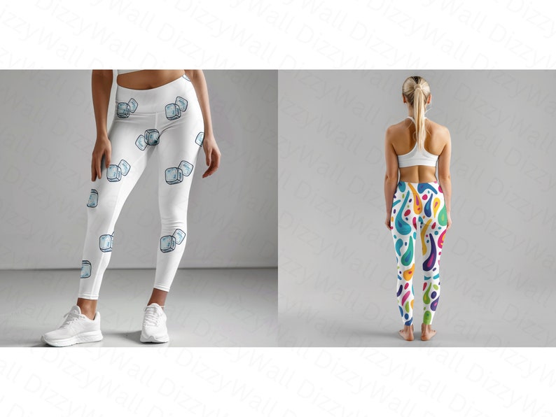 Women Overprint Leggings Mockup, Yoga Pants Mockup, Overprint Tights ...