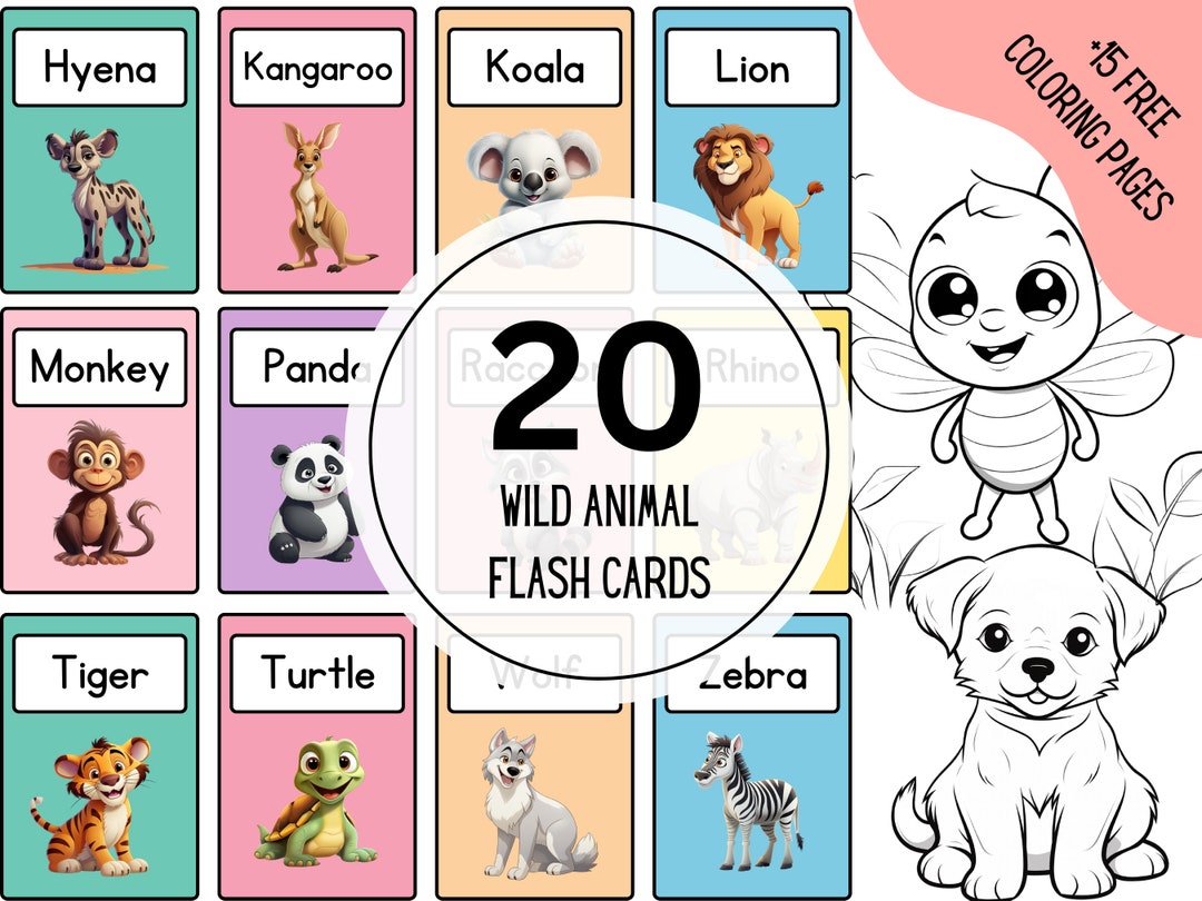 Editable Wild Animal Flashcards: 20 Nomenclature Cards - Printable PDF ...