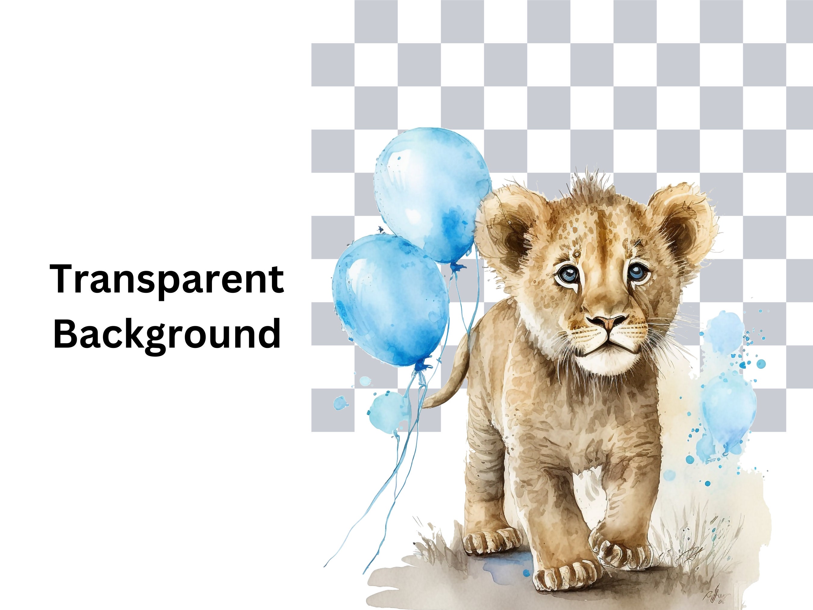 Baby Lion Watercolor Clipart, Baby Lion Clipart, Boy's Room Decoration ...