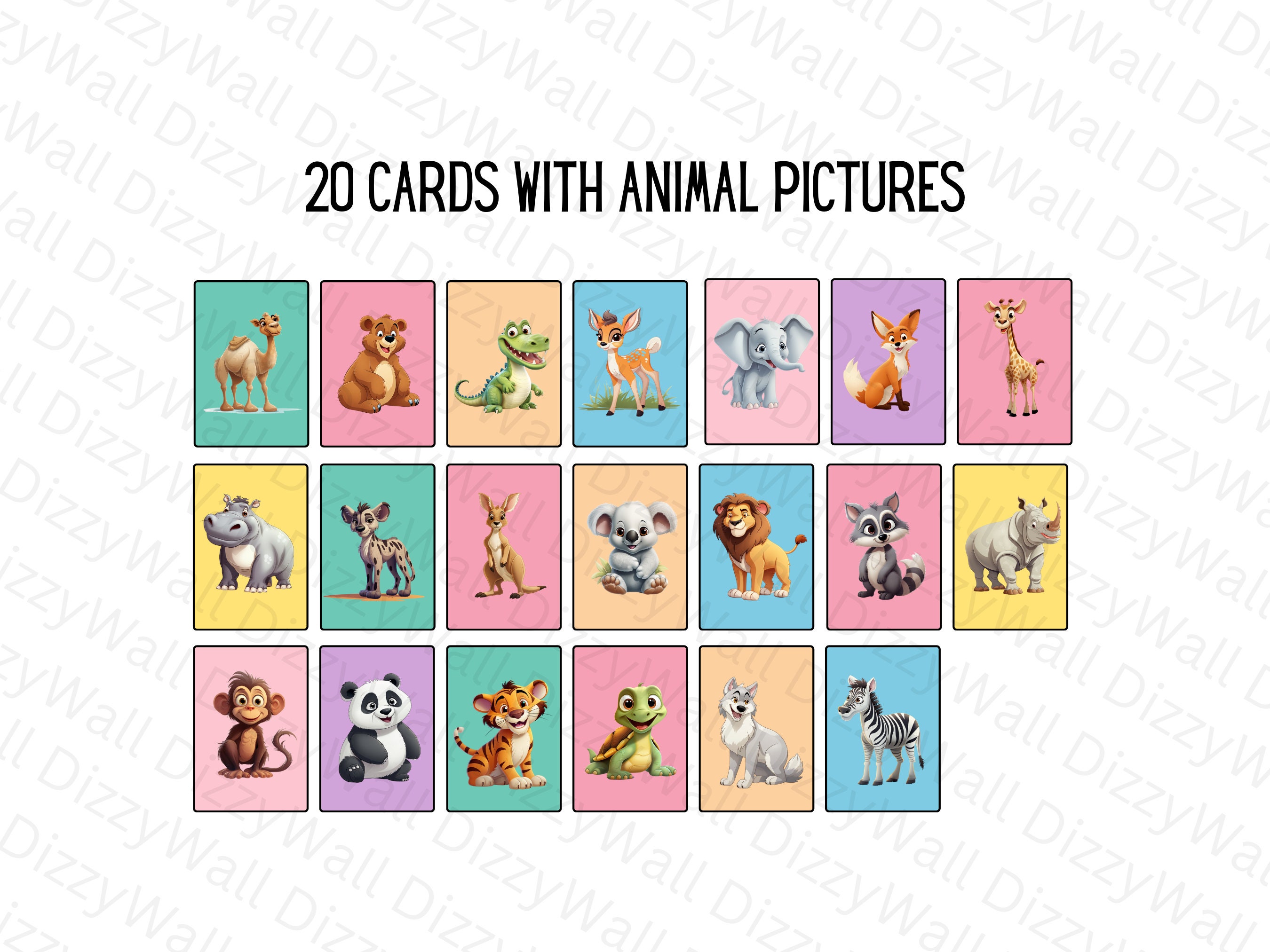 Editable Wild Animal Flashcards: 20 Nomenclature Cards - Etsy