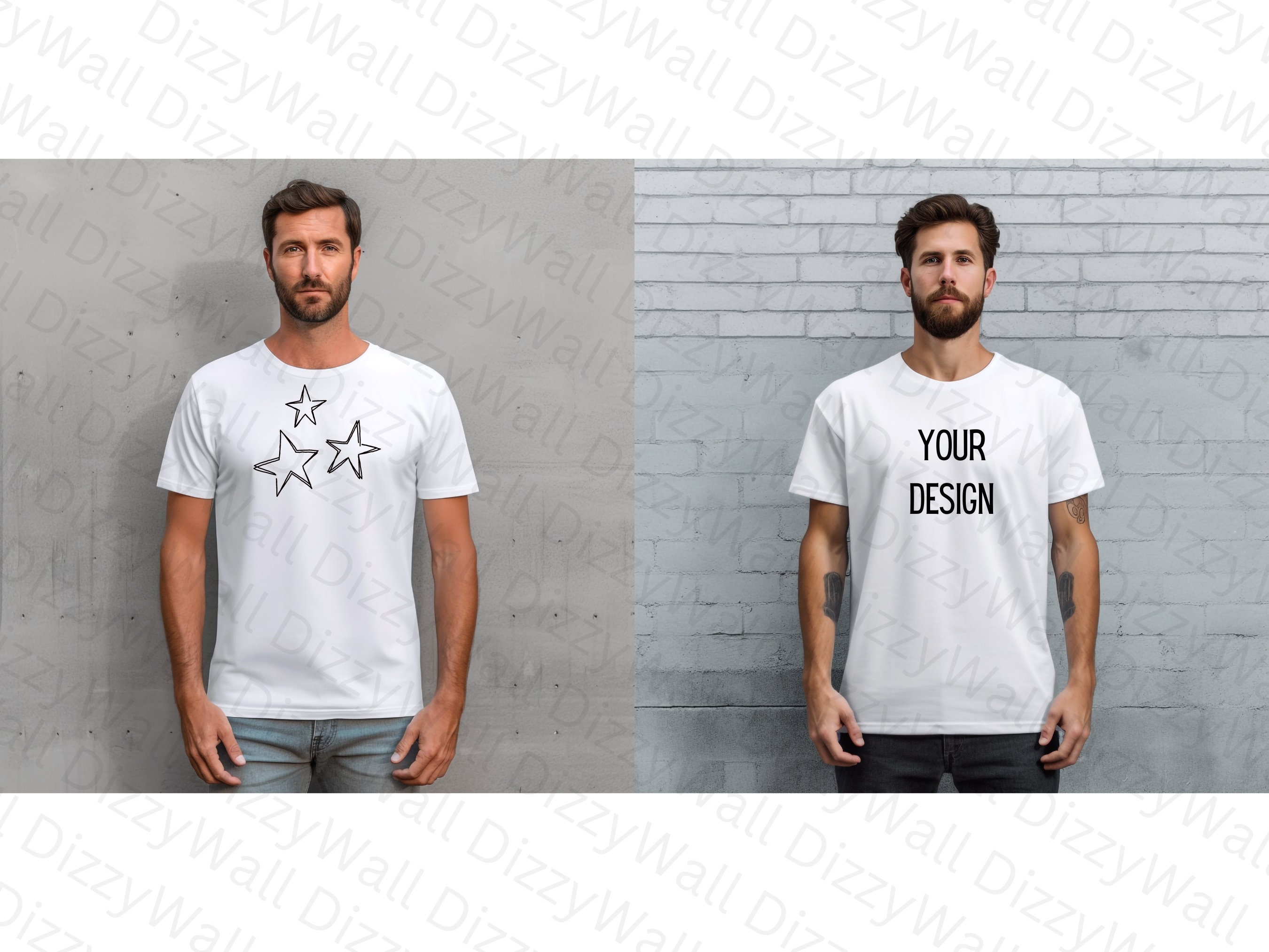 White Overprint T-shirt Mockups, White T-shirt Mockups, PSD Smart ...