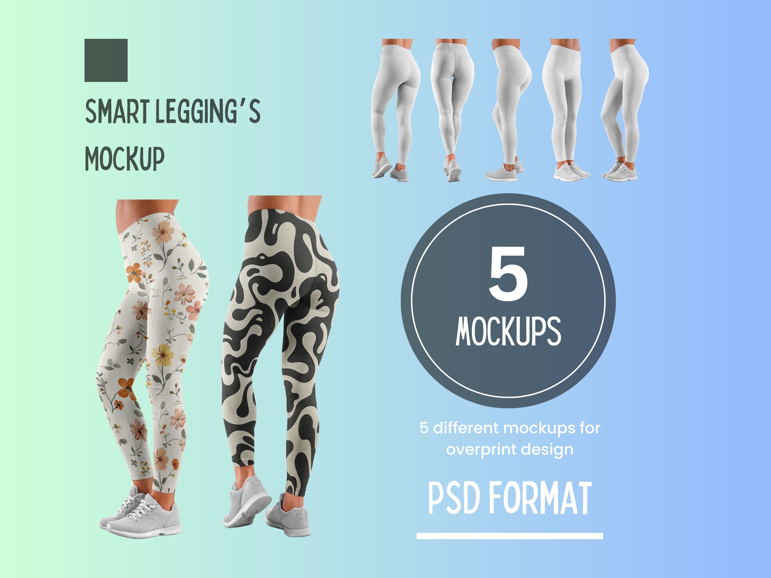 Woman Leggings Mockups, Yoga Pants Mockup, Overprint Design Mockup ...