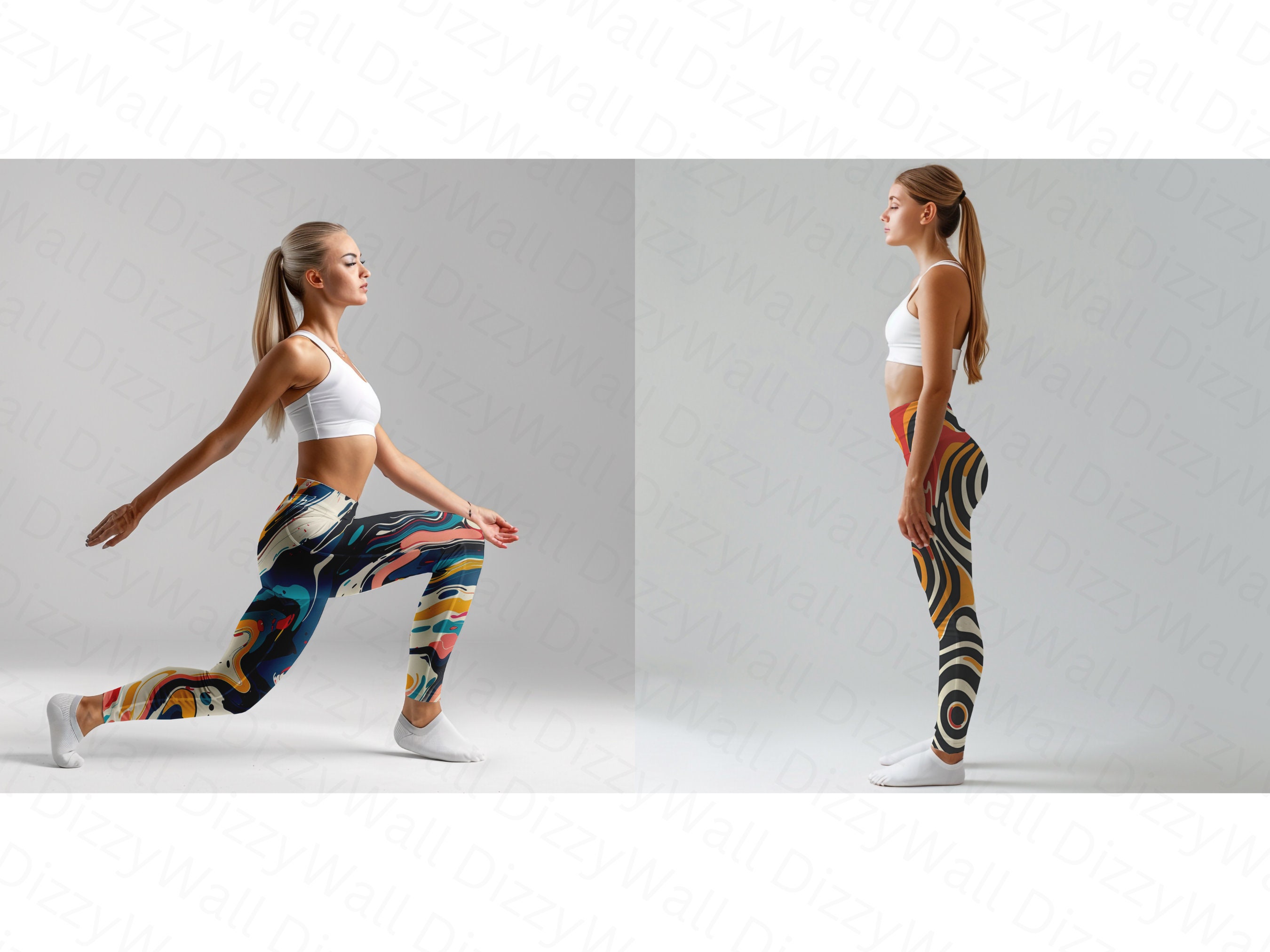 Women Overprint Leggings Mockup, Yoga Pants Mockup, Overprint Tights ...