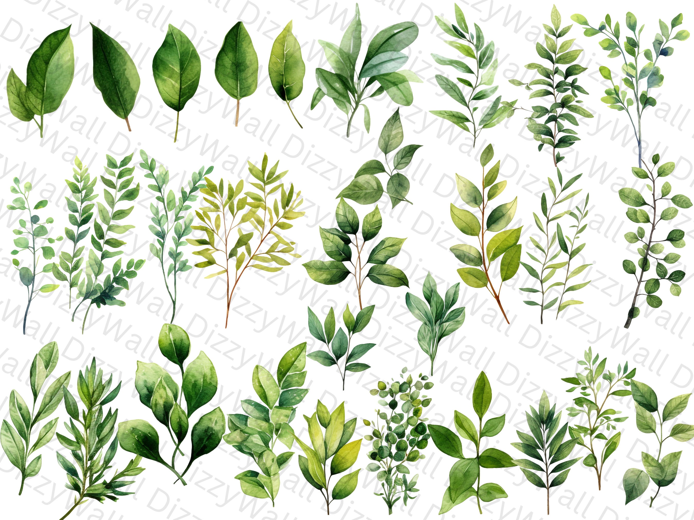 Green Foliage Clipart, Green Watercolor Clipart, Foliage Clipart ...