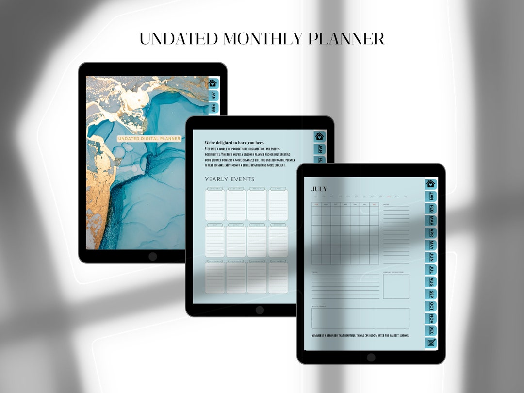 Digital Monthly Planner, Digital Planner, Tablet Monthly Planner ...
