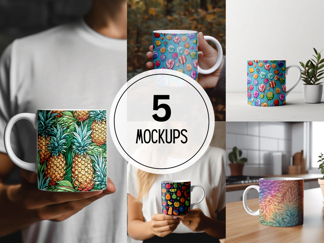Wrap Around Mug Mockups, Coffee Cup Mockup Bundle, 5 Scandinavian Style ...