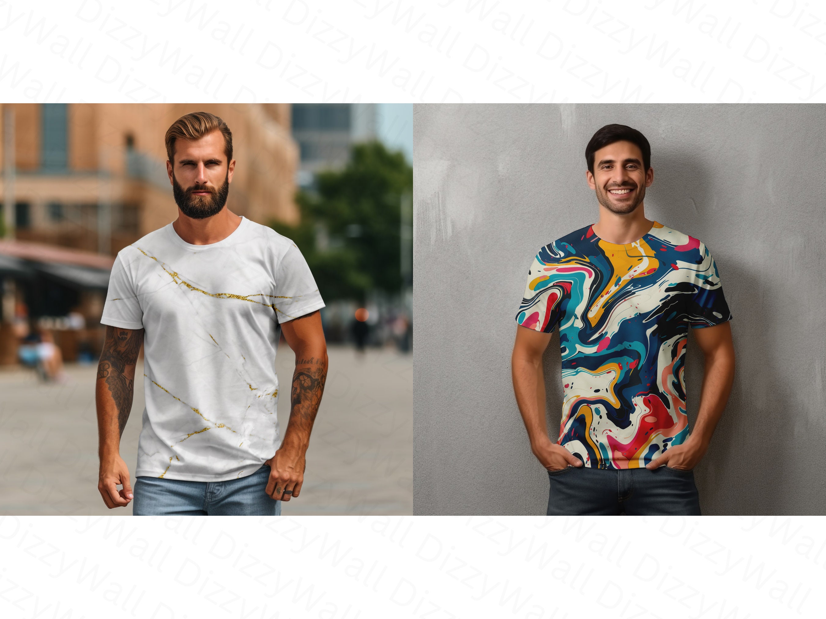 White Overprint T-shirt Mockups, White T-shirt Mockups, PSD Smart ...