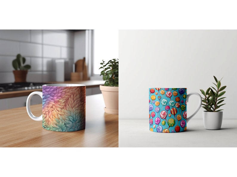 Wrap Around Mug Mockups, Coffee Cup Mockup Bundle, 5 Scandinavian Style ...