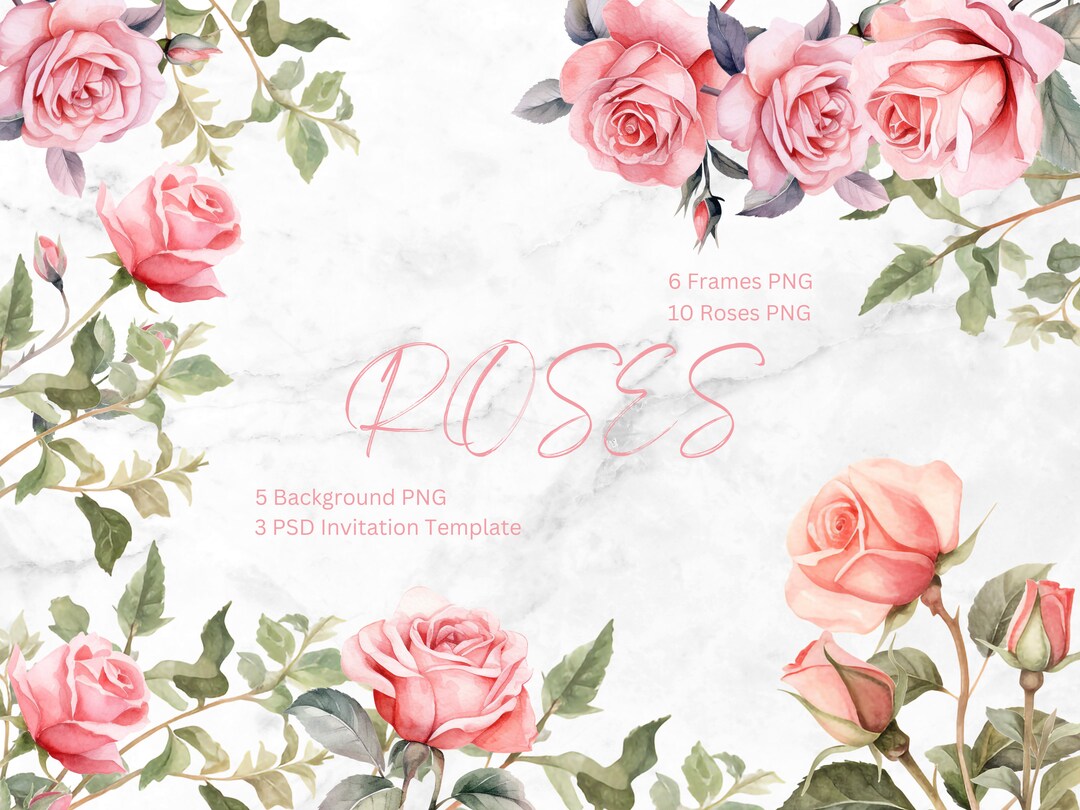 Flowers Clipart Roses Clipart Watercolor Clipart 3 Wedding - Etsy