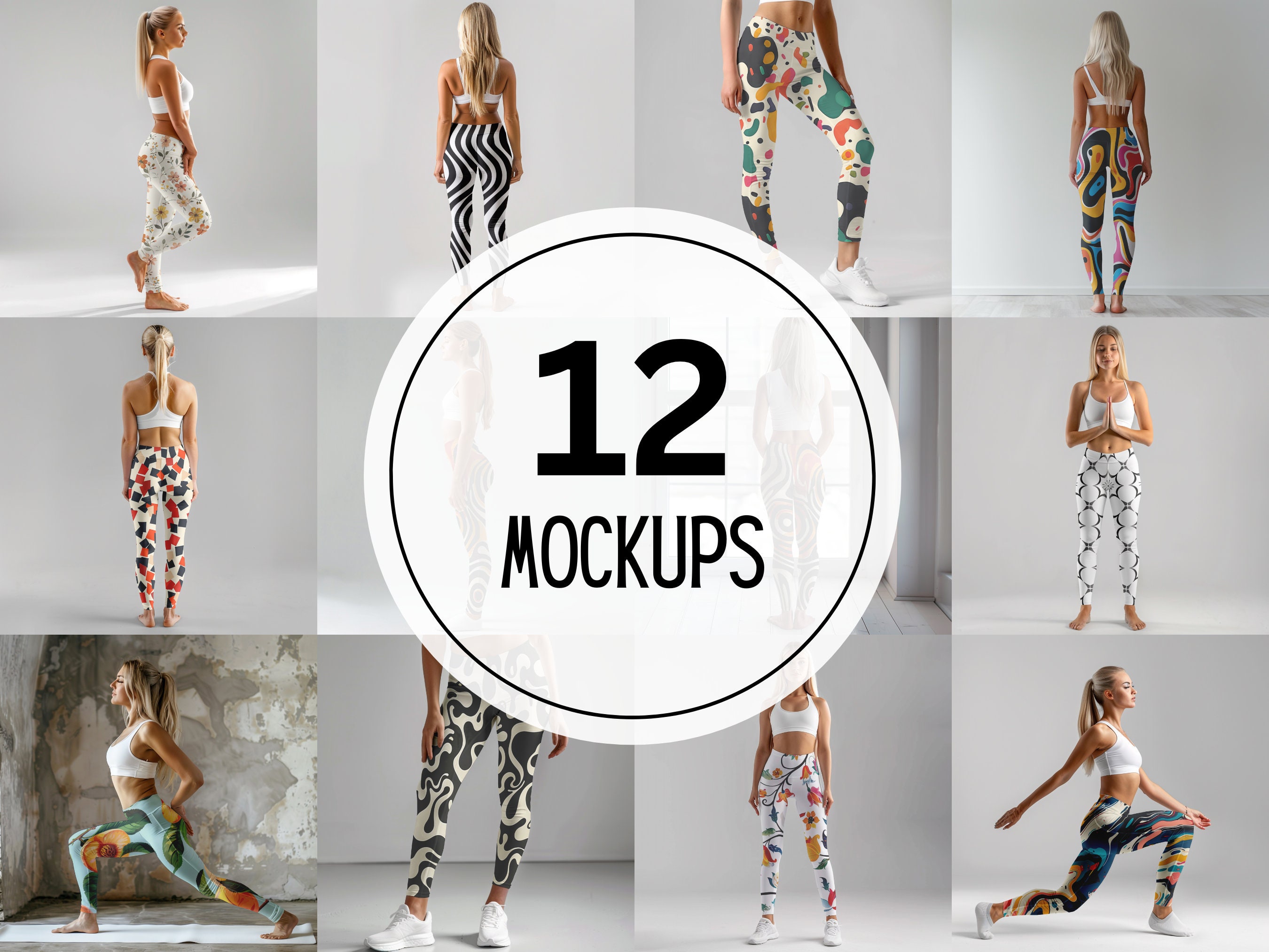 Women Overprint Leggings Mockup, Yoga Pants Mockup, Overprint Design ...