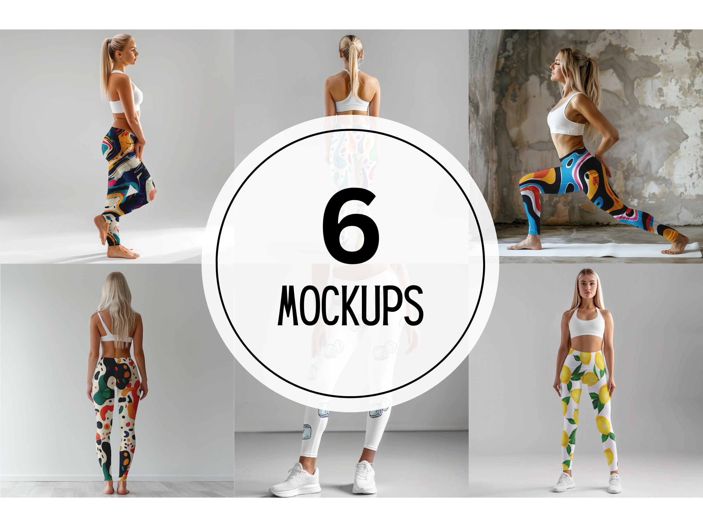 Women Overprint Leggings Mockup, Yoga Pants Mockup, Overprint Tights ...