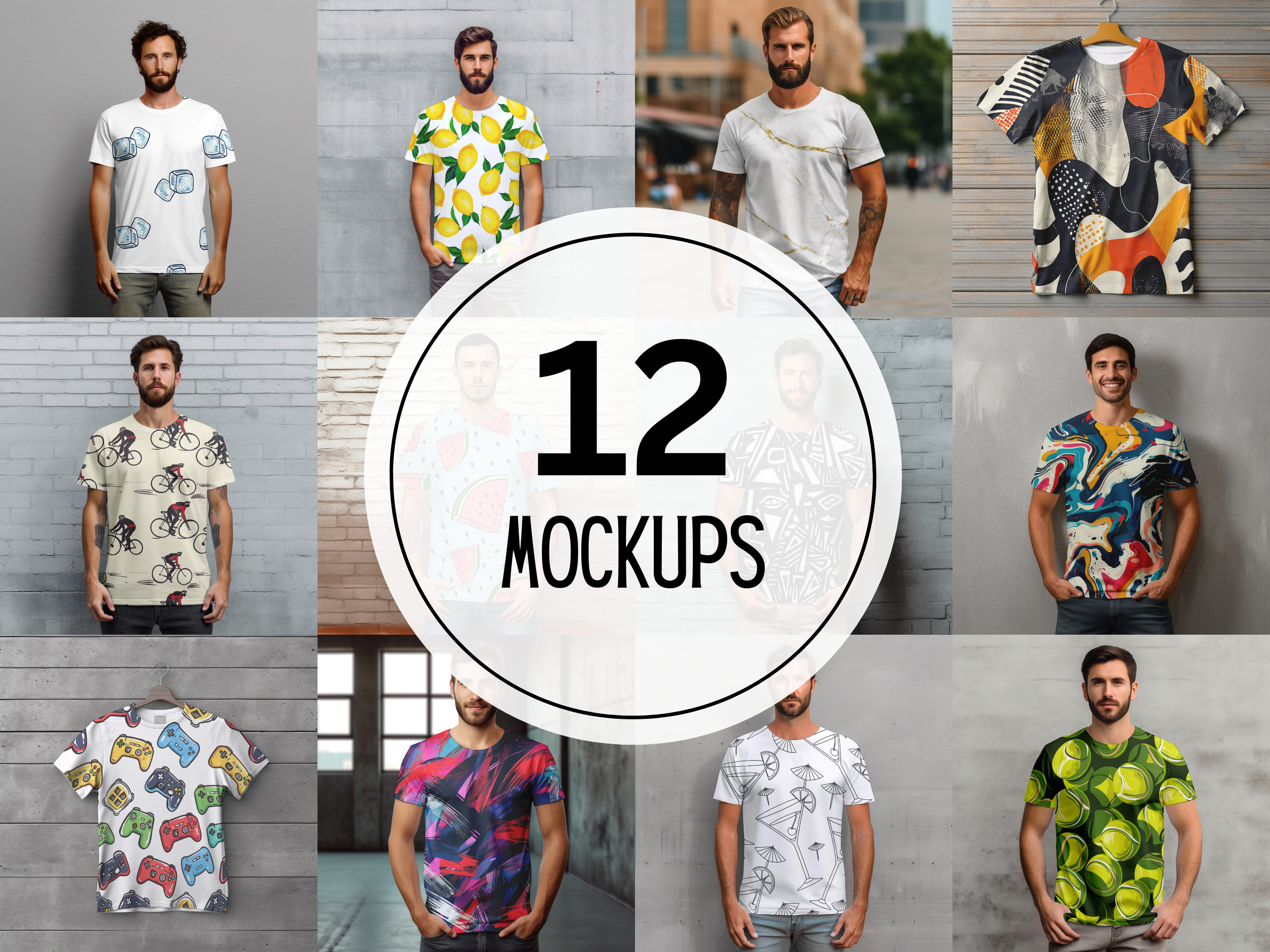 White Overprint T-shirt Mockups, White T-shirt Mockups, PSD Smart ...