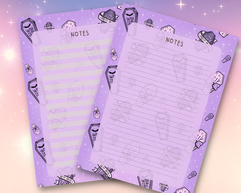 Purple Coffin Pastel Goth Notepad Paper - Printable and Digital - PDF ...