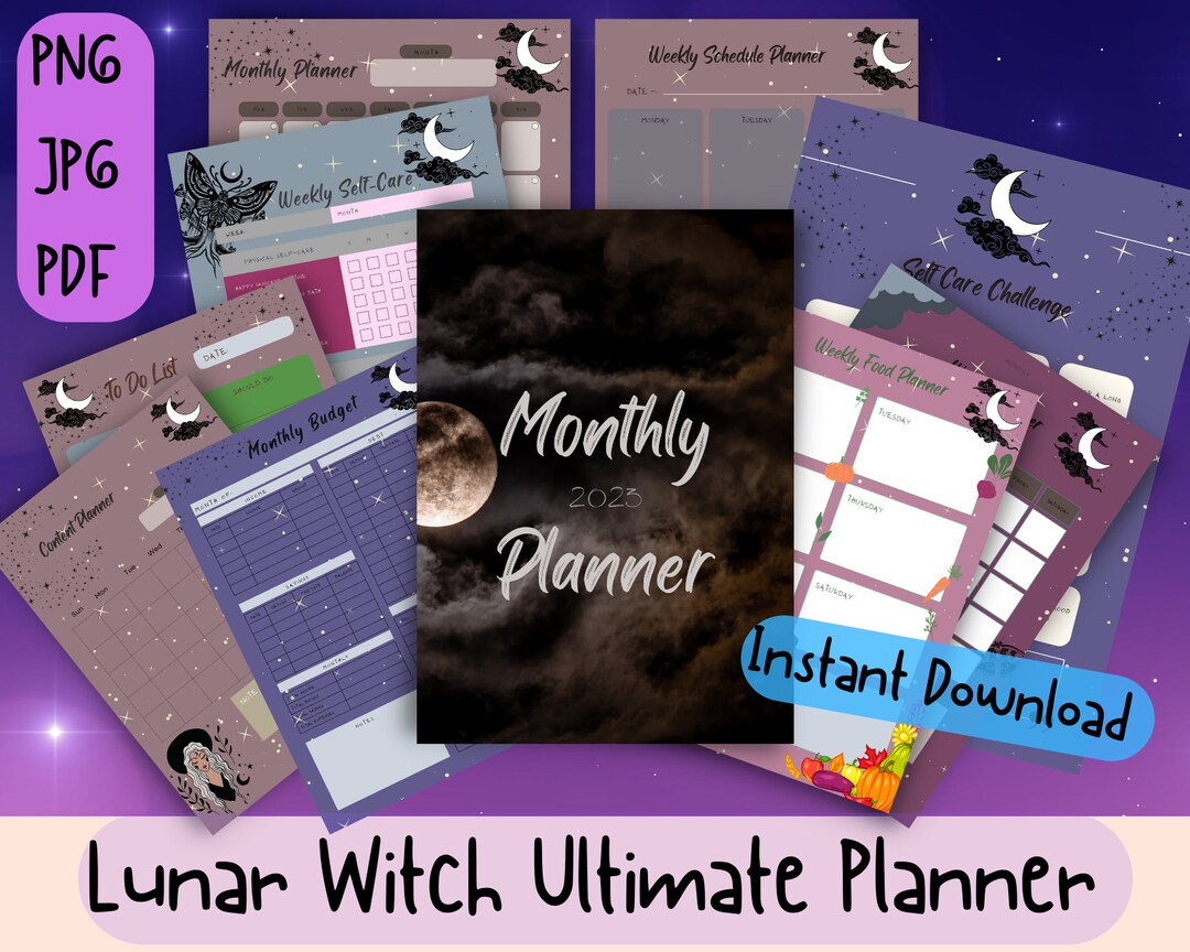 Mystic Lunar Witch Planner Bundle, Self-care Journal (digital Download ...