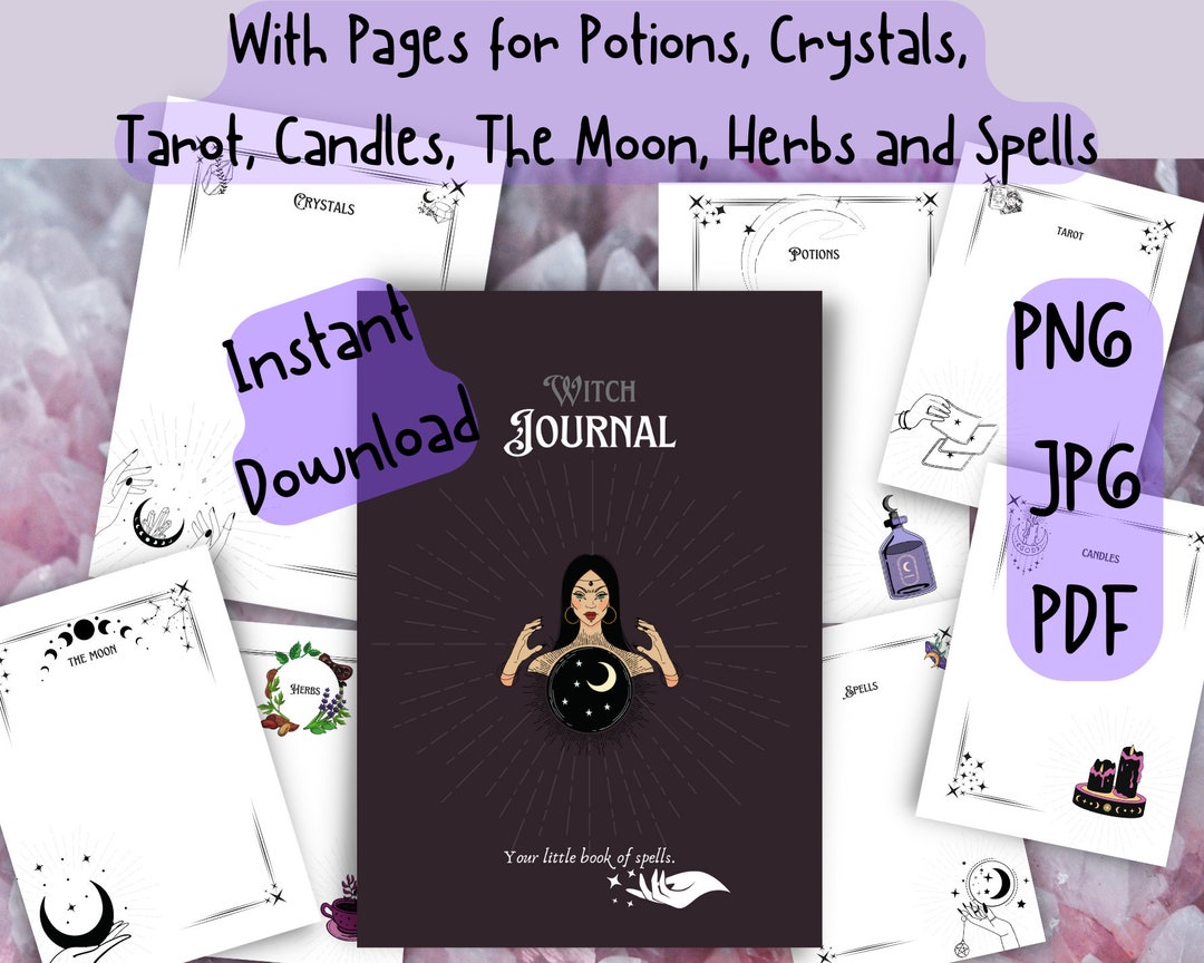 Printable Digital Spell Book Template, Grimoire, Crystals Candles ...