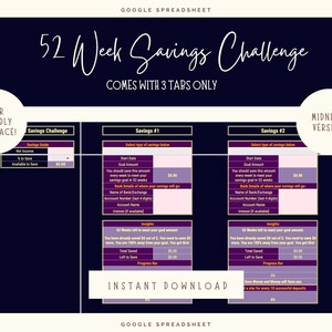 52 Week Savings Challenge Google Sheets Template | Save Money in 52 ...