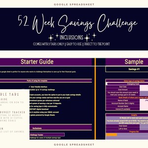 52 Week Savings Challenge Google Sheets Template | Save Money in 52 ...