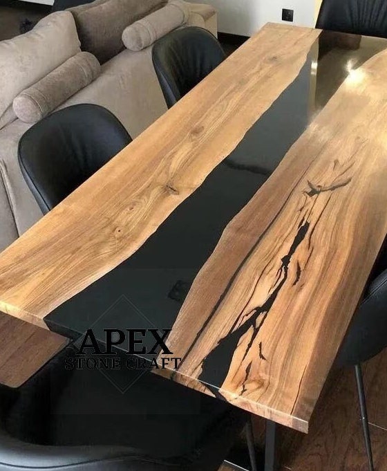 Epoxy Resin Dining Table Top, Black Epoxy Coffee Table, Epoxy Risen ...