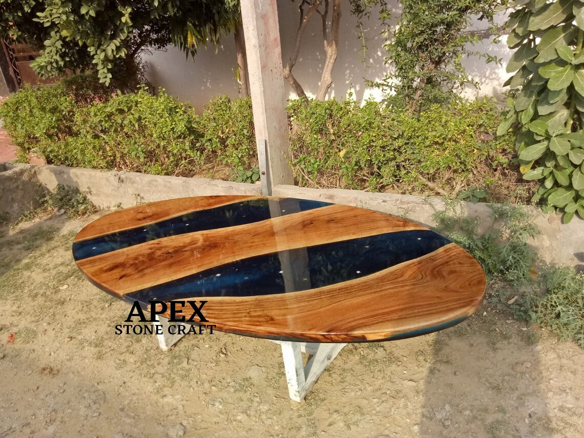 Oval Epoxy Dining Tabletop Epoxy Wooden Table Epoxy Resin Furniture for ...