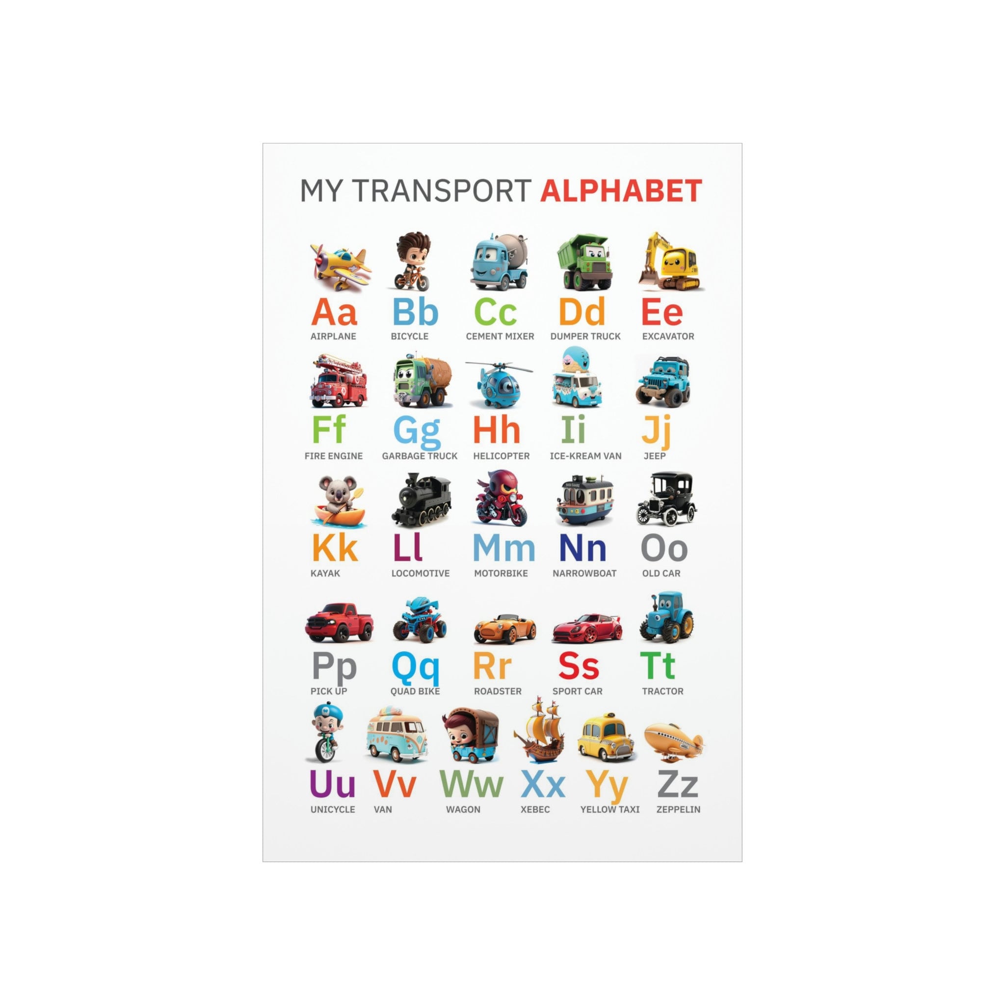 My Funny 3D Transport Alphabet, Vehicle Alphabet, Transportation ABC ...