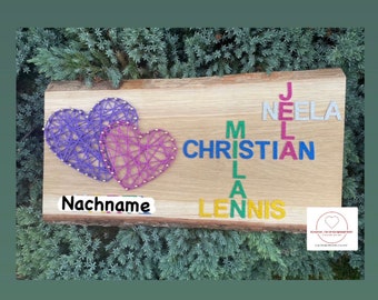 Hochzeitsgeschenk Holz Fadenbild Nagelbild Herz personalisiert - Etsy.de