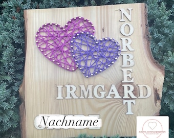 Hochzeitsgeschenk Holz Fadenbild Nagelbild Herz personalisiert - Etsy.de