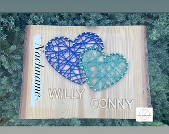 Hochzeitsgeschenk Holz Fadenbild Nagelbild Herz personalisiert - Etsy.de