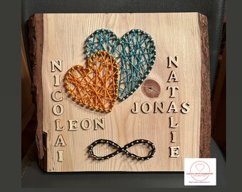 Hochzeitsgeschenk Holz Fadenbild Nagelbild Herz personalisiert - Etsy.de