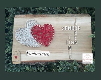 Hochzeitsgeschenk Holz Fadenbild Nagelbild Herz personalisiert - Etsy.de